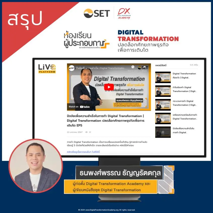 Digital Transformation ความรู้ VDO จาก SET Thailand - iok2u.com